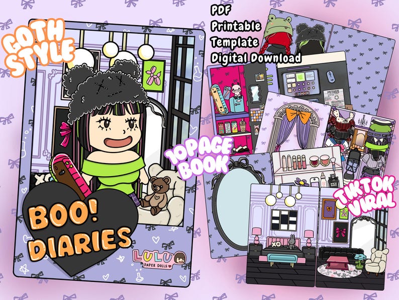 Pale Girl Boo Dairies Paper Doll House Book Printable Template PDF ...