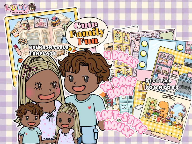 Family Paper Dollhouse: Dark Skin Dolls, Printable Quiet Book (PDF ...