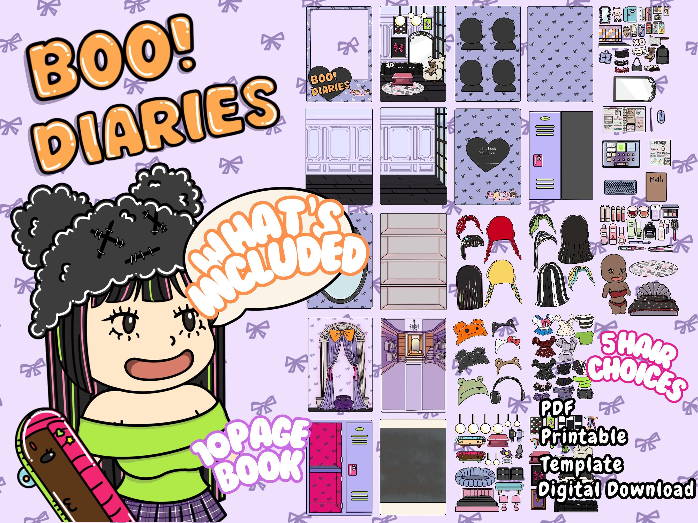 Pale Girl Boo Dairies Paper Doll House Book Printable Template PDF ...