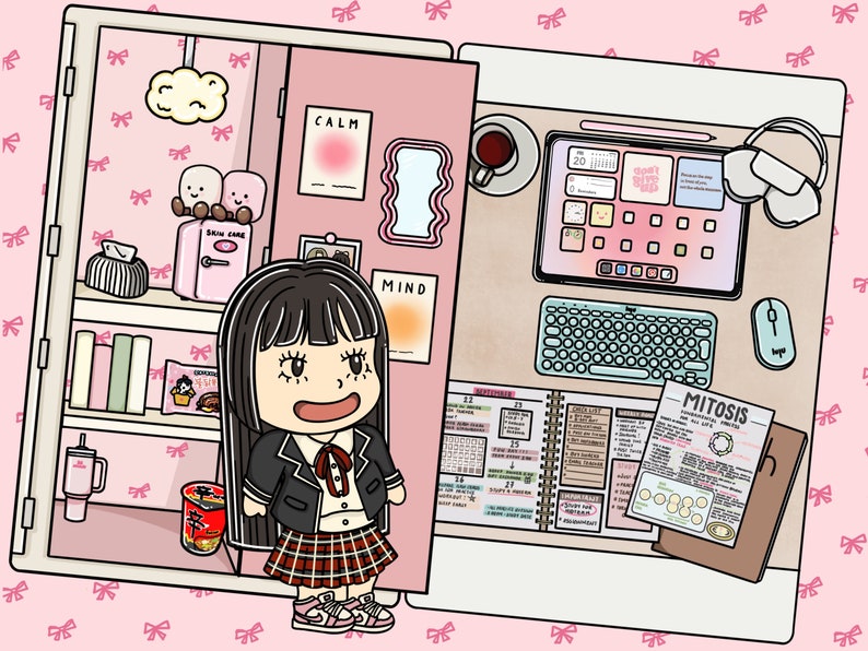 Paper Doll Printable: School Locker & Bedroom Playset (PDF Download) - Etsy