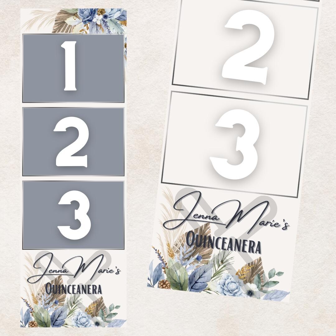Light Blue Boho Photo Booth Template: Pampas Grass Design (2x6 Digital ...