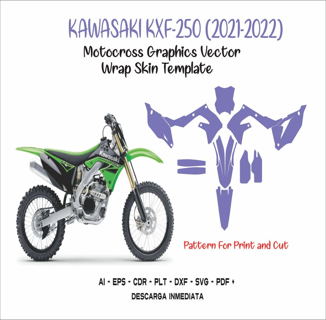 Skin Cut Template Motocross KAWASAKI KXF-250 2021-2022 Vector Graphic ...