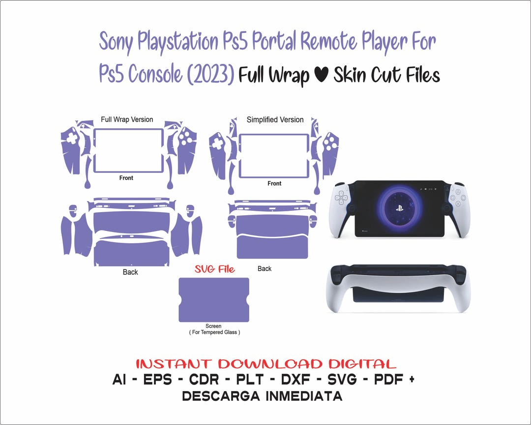Skin Cut Template Sony Playstation Portal PS5 Portal Remote Vector ...
