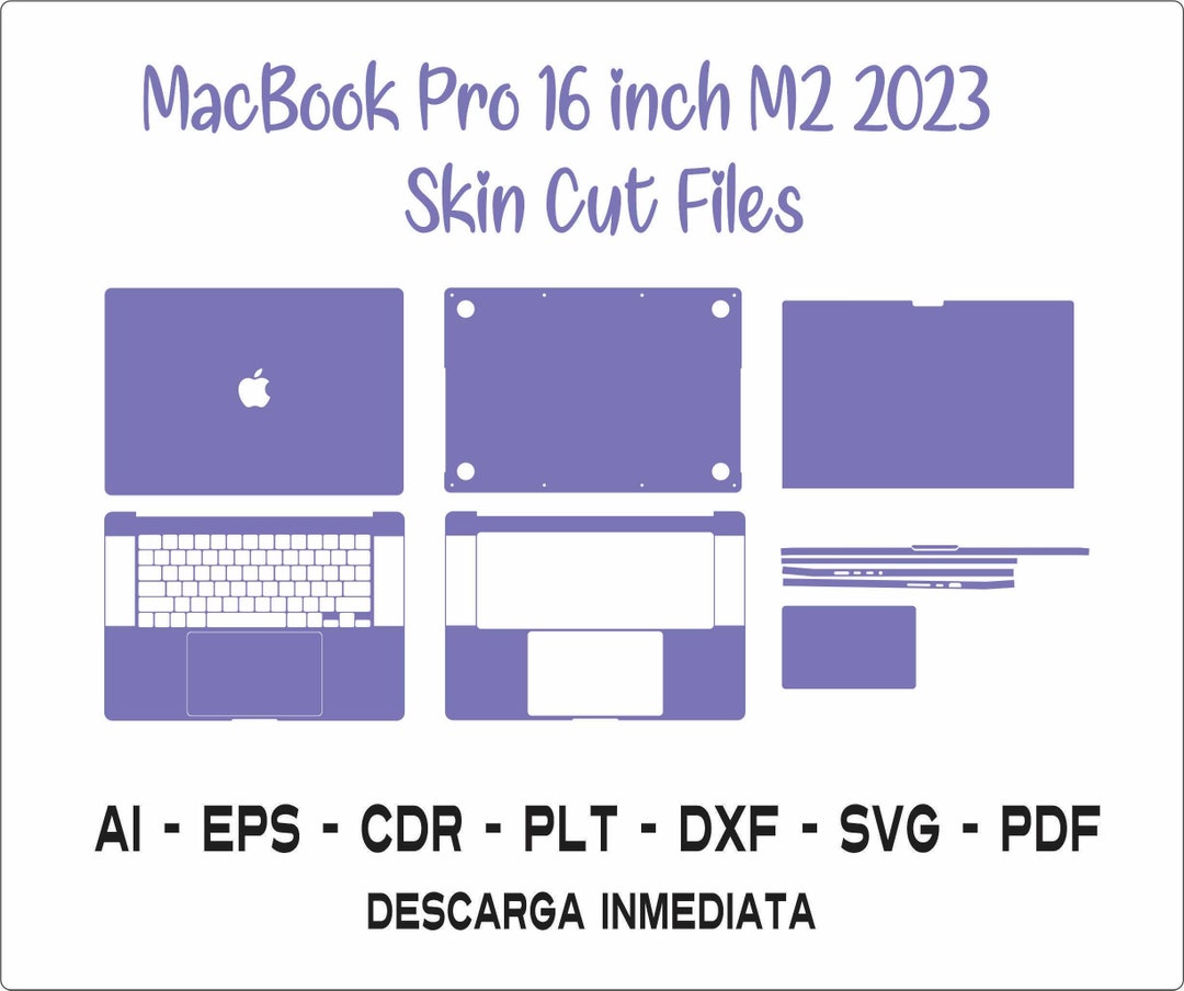Skin Cut Template MacBook Pro 16 Inch M2 2023 A2780 Vector Apple ...