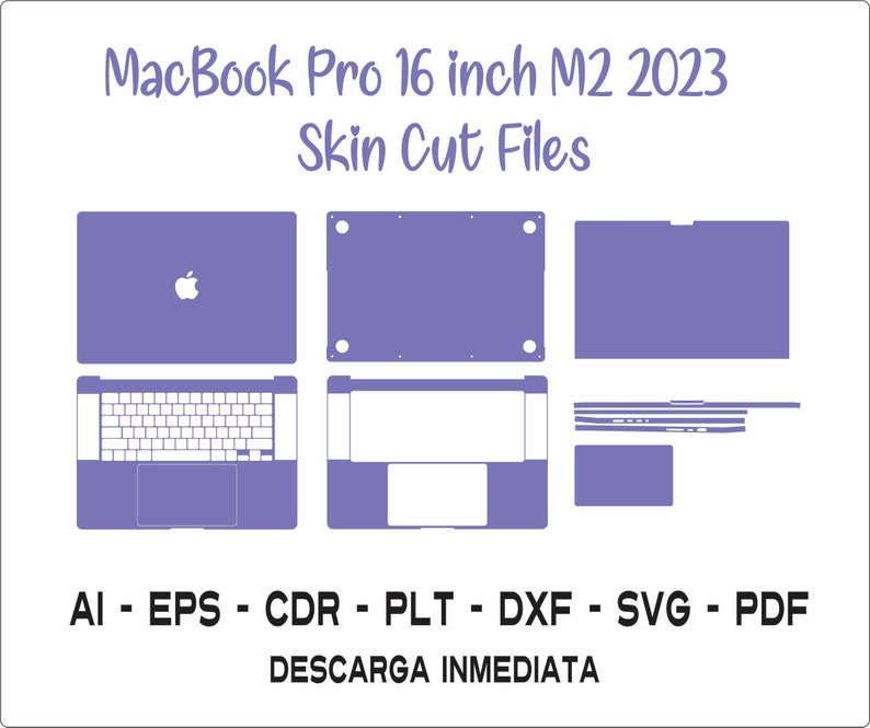 Skin Cut Template MacBook Pro 16 Inch M2 2023 A2780 Vector Apple ...