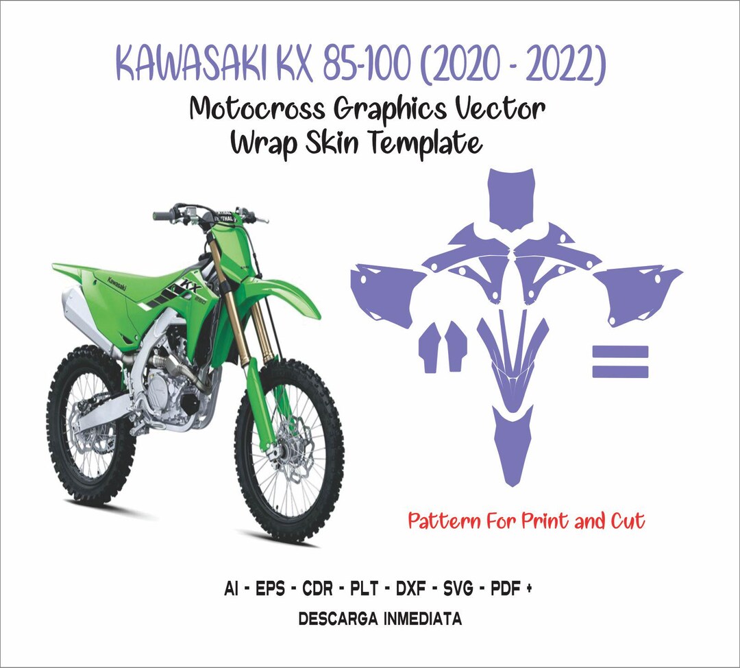 Skin Cut Template Motocross KAWASAKI KX 85-100 2020 - 2022 Vector ...