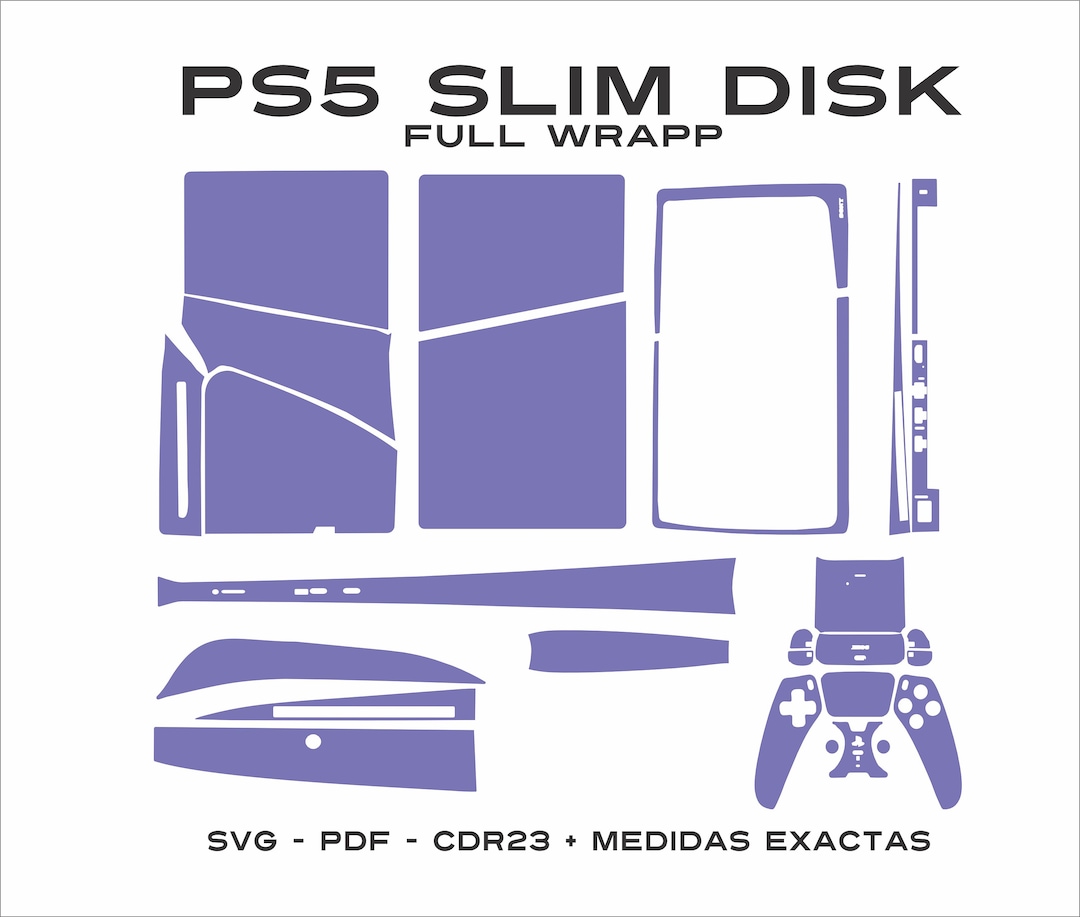 Skin Cut Template PS5 Slim Disk + Controller Full Wrapping Vector ...
