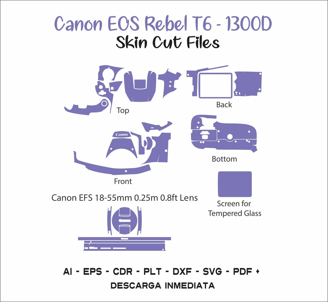 Skin Template Canon EOS Rebel T6 - 1300D Vector Camera Cutting Template ...