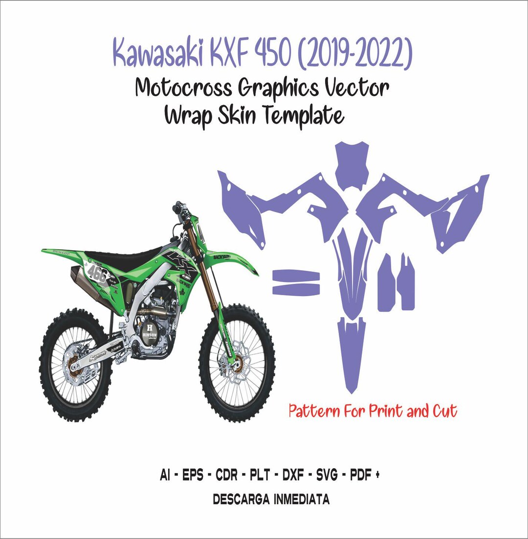 Skin Cut Template Motocross Kawasaki KXF 450 2019-2022 Vector Graphic ...