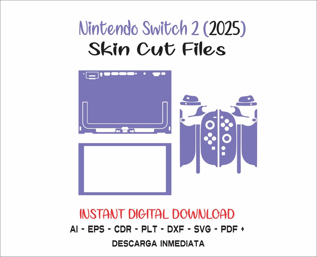 Nintendo Switch 2 2025 Skin Cut Template Vector / SVG Cutting Template ...