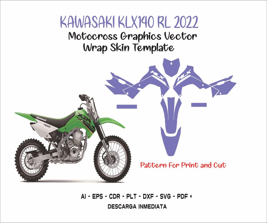 Skin Cut Template Motocross KAWASAKI KLX140RL 2022 Vector Graphic ...