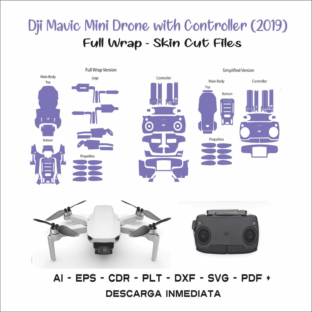 Skin Cut Template Dji Mavic Mini Drone + Controller Vector Cutting ...