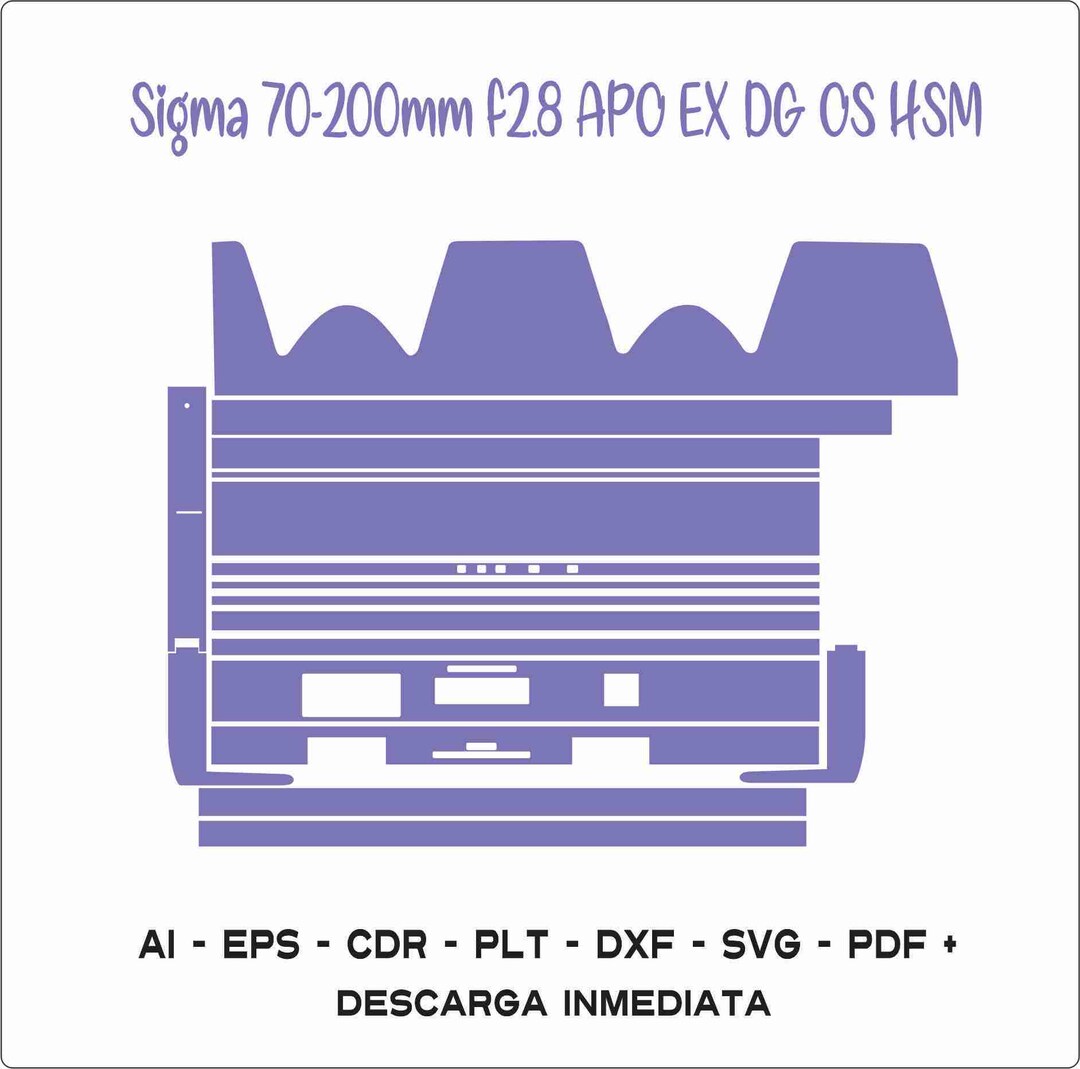Skin Cut Template Sigma 70-200mm F2.8 APO Ex Dg OS HSM Lens Svg Cutting ...