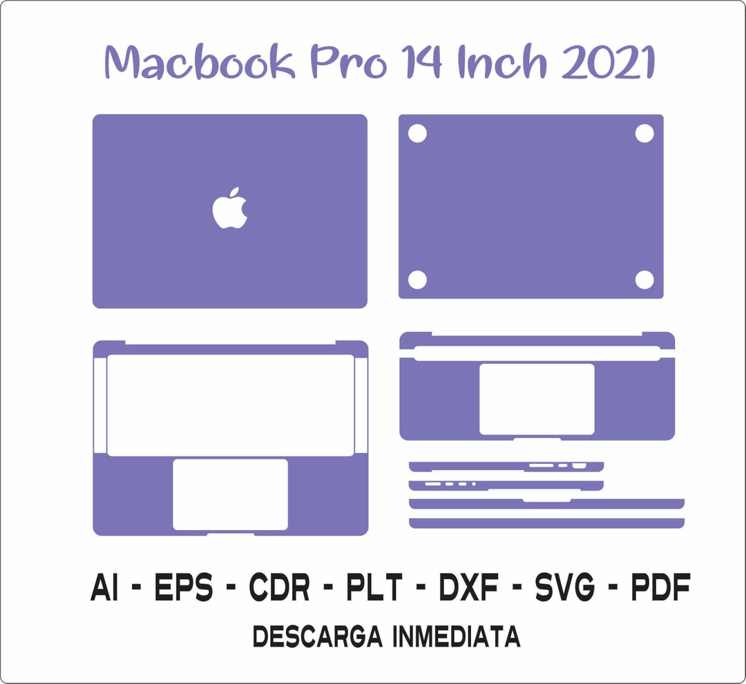 Skin Cut Template MacBook Pro 14 Inch 2021 Vector Apple Cutting ...