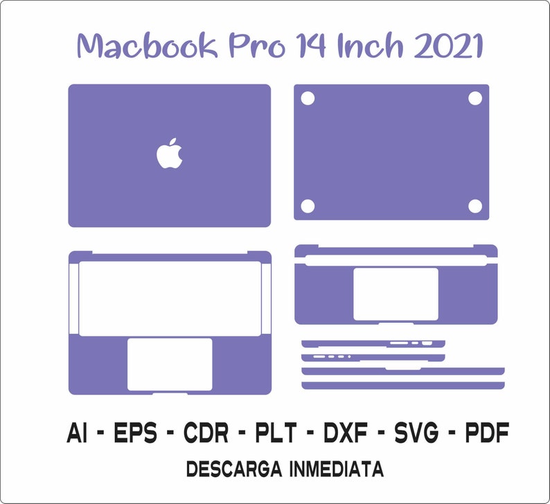 Skin Cut Template MacBook Pro 14 Inch 2021 Vector Apple Cutting ...