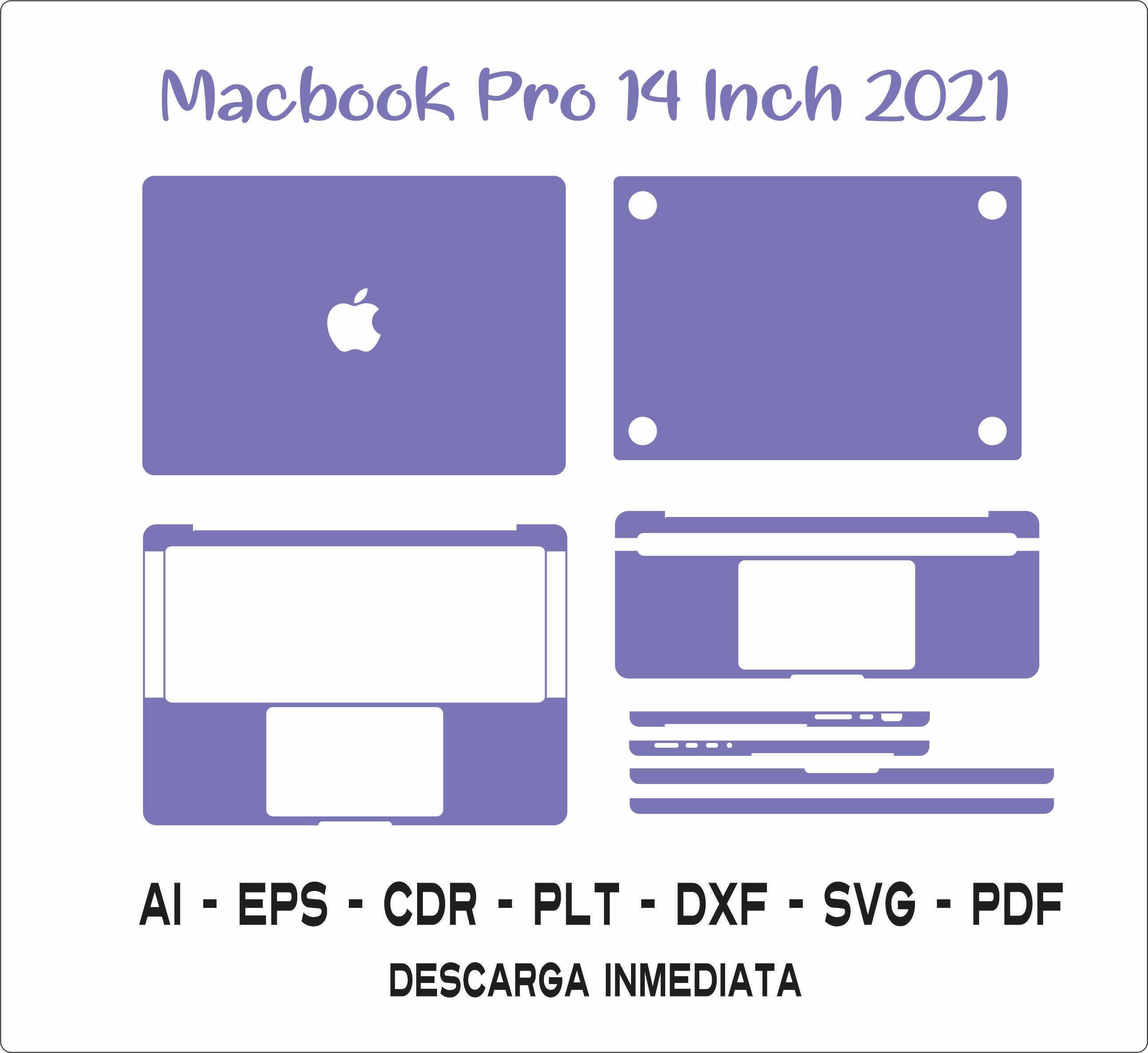 Skin Cut Template MacBook Pro 14 Inch 2021 Vector Apple Cutting ...
