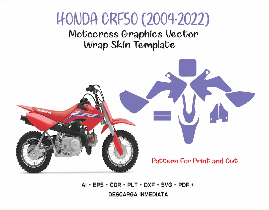 Skin Cut Template Motocross HONDA CRF50 2004-2022 Vector Graphic ...