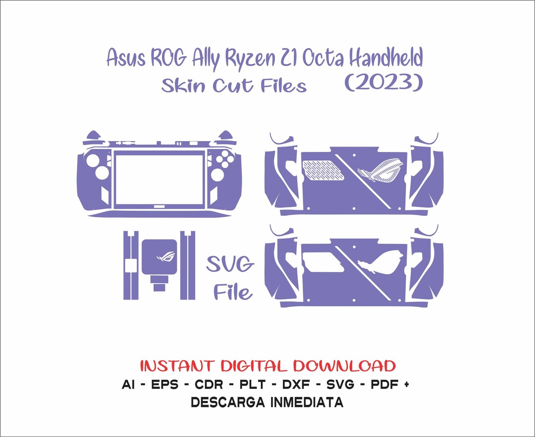 Skin Cut Template Asus ROG Ally Ryzen Z1 Octa Handheld 2023 Vector ...