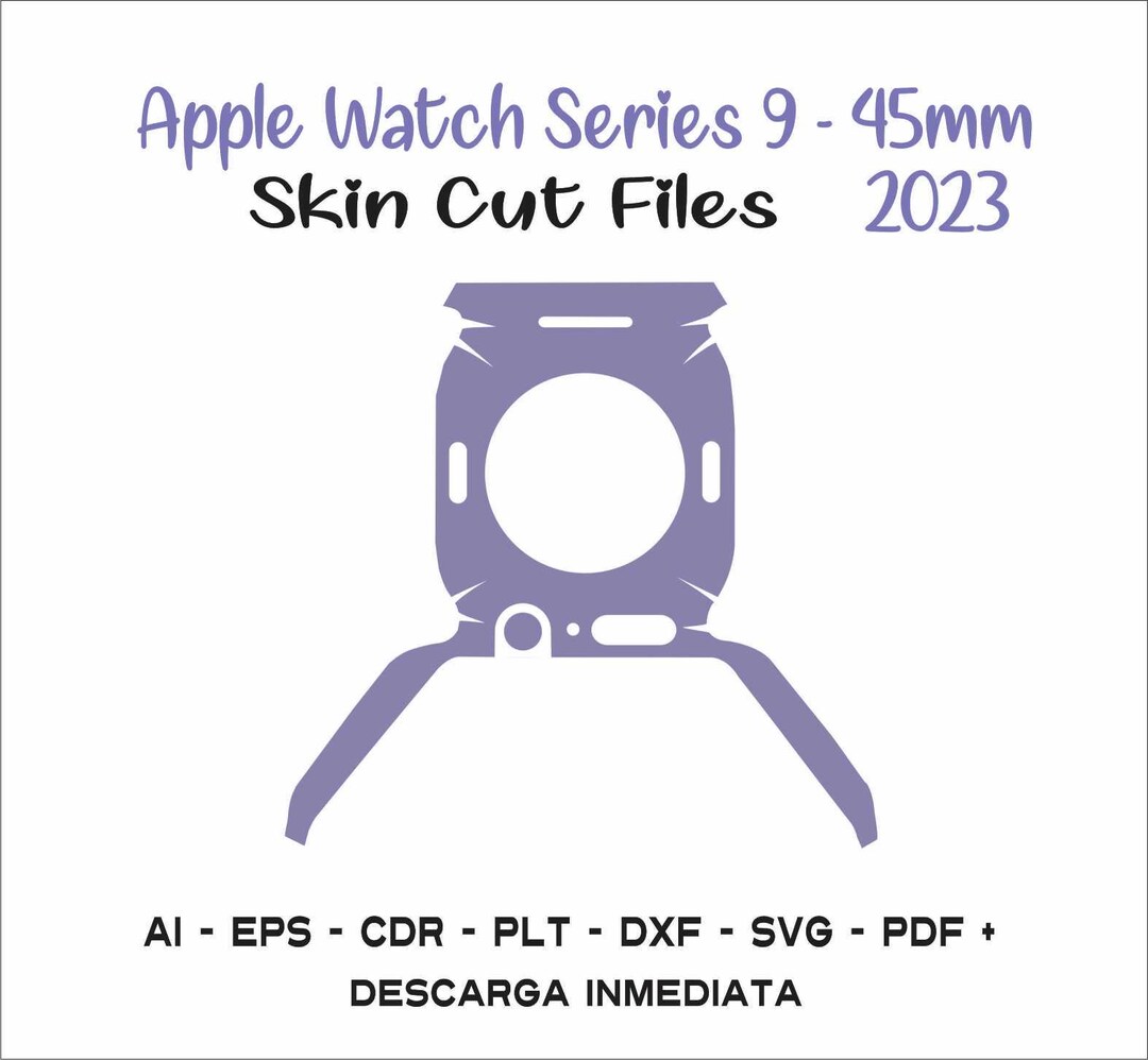 Skin Cut Template Apple Watch Series 9 45mm 2023 Vector Cutting ...