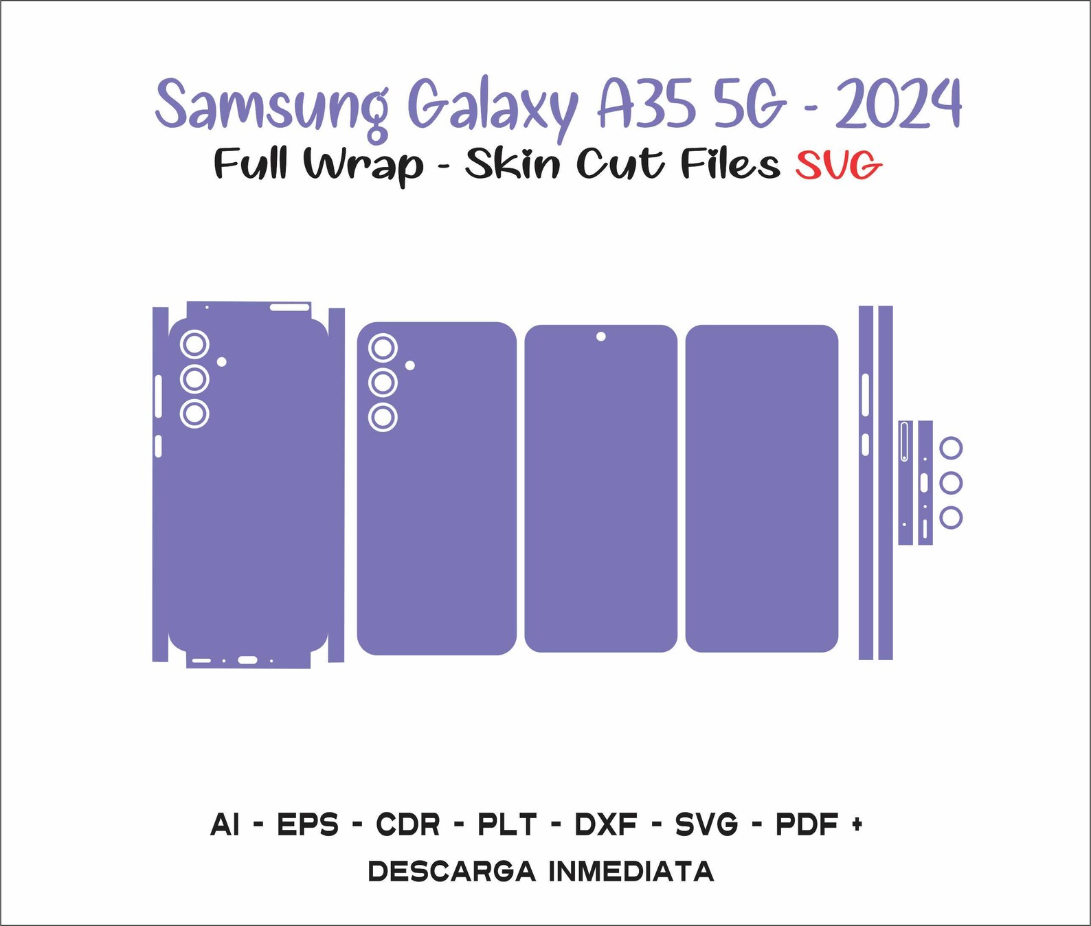 Skin Cut Template Samsung Galaxy A35 5G Vector Smartphone Cutting ...