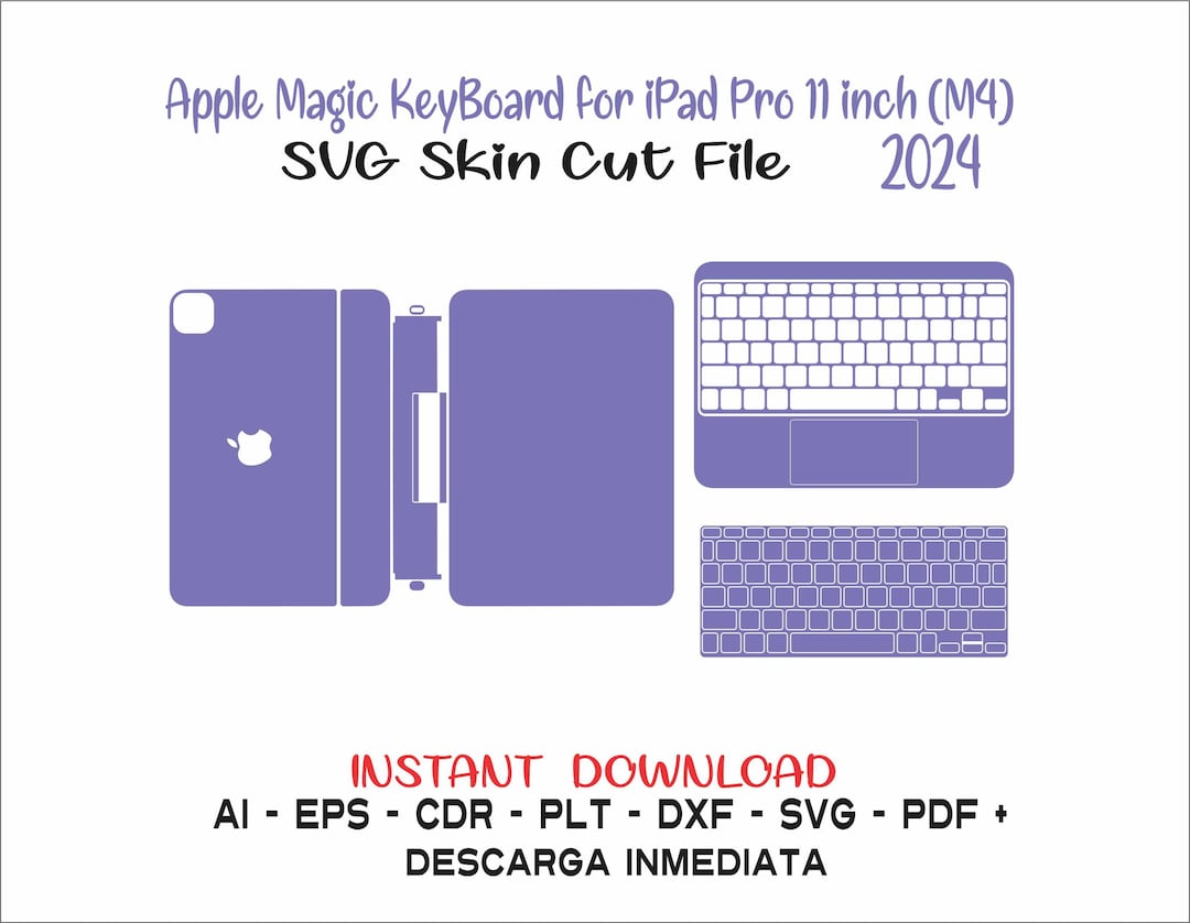 Skin Cut Template Apple Magic Keyboard for iPad Pro 11 (M4) 2024 Vector ...