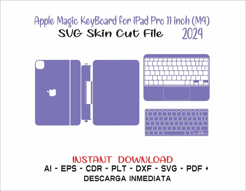 Skin Cut Template Apple Magic Keyboard for iPad Pro 11 (M4) 2024 Vector ...