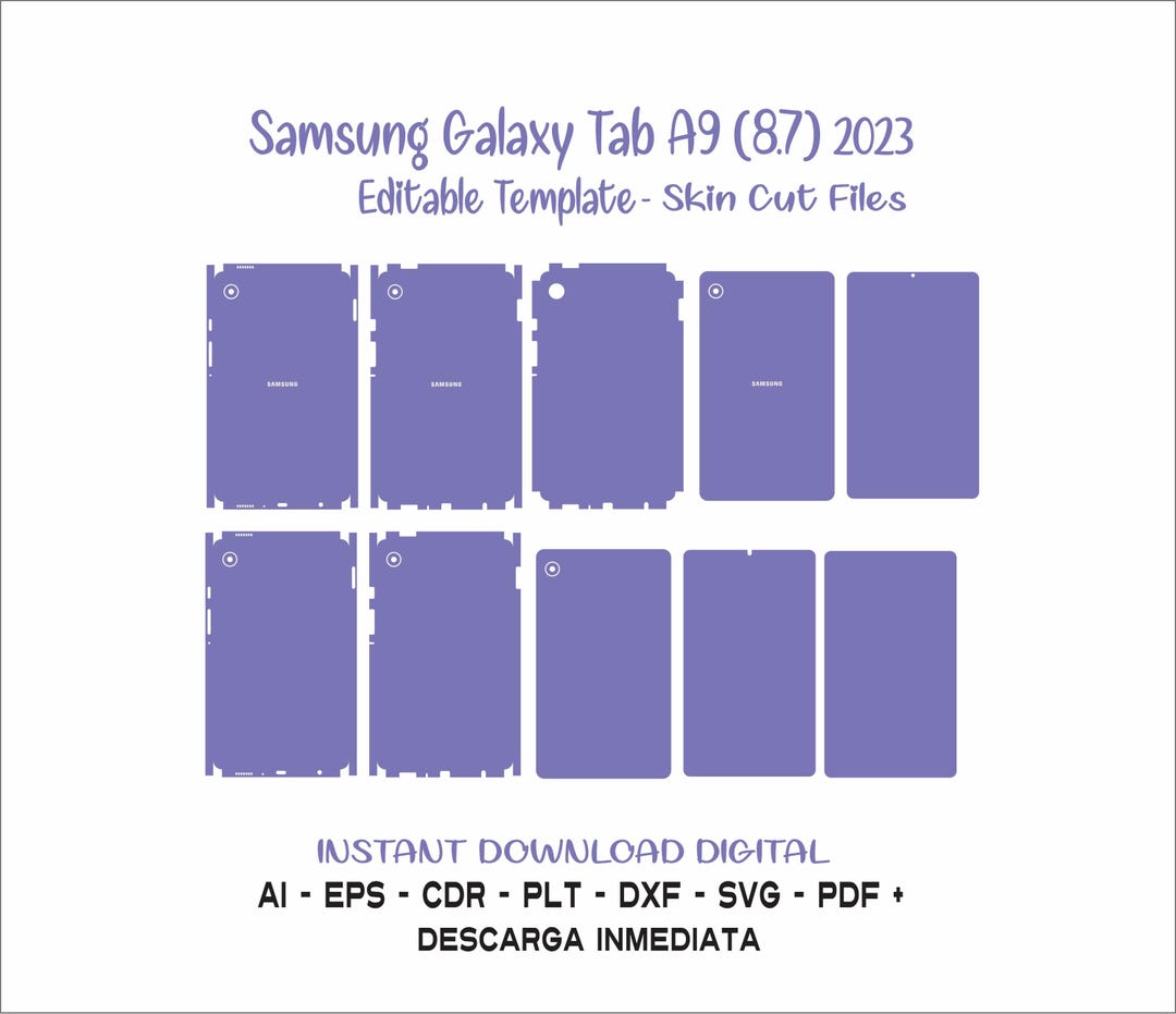 Skin Cut Template Samsung Galaxy Tab A9 8.7 2023 Vector Tab Cutting ...