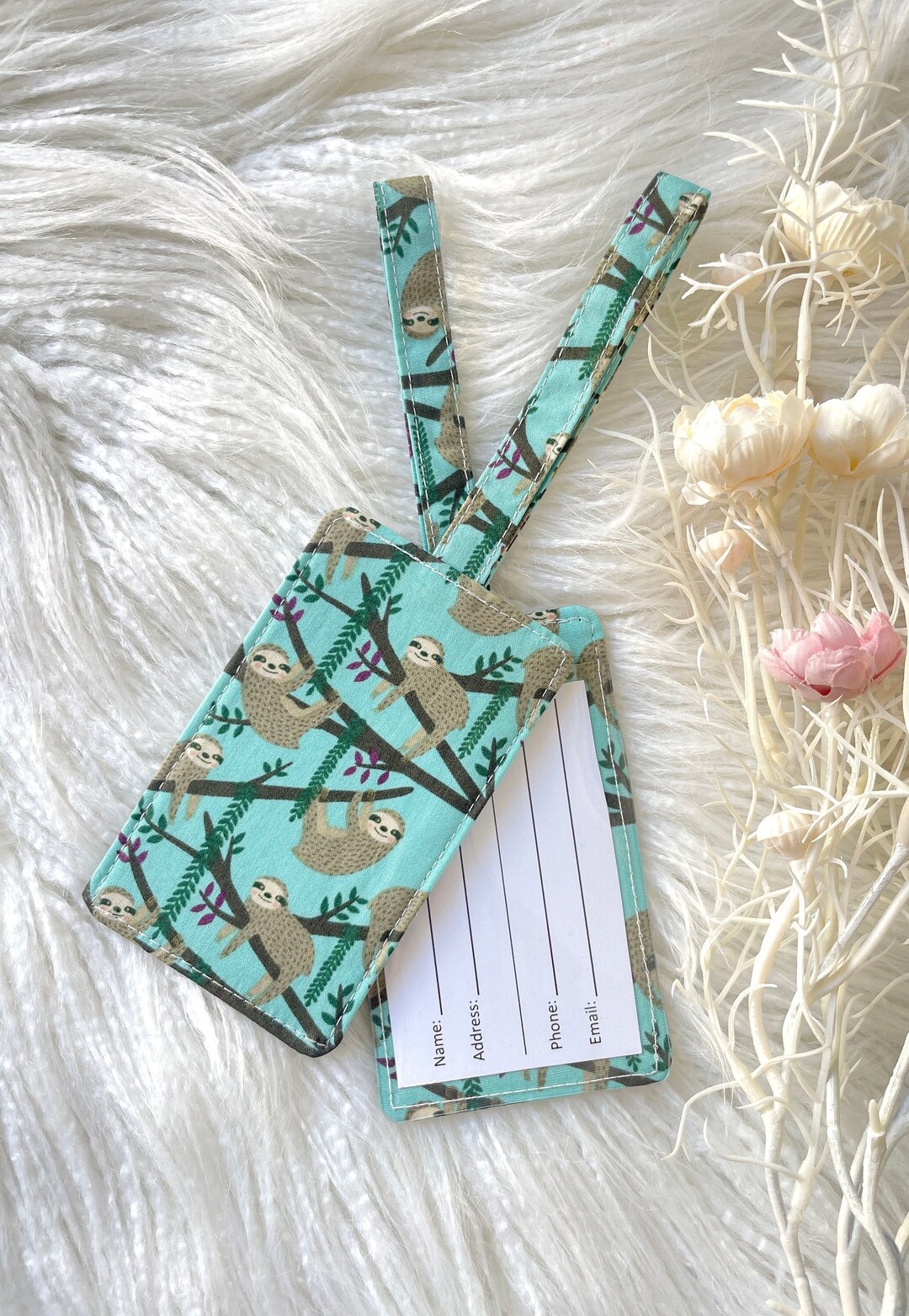 Lazy Sloth Luggage Tag, Children's Kids School Bag Tag Travel ...