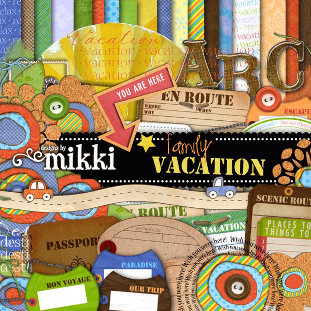 Digital Scrapbook Kit- Vacation and Travel Mega Kit - Etsy
