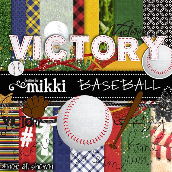 Digital Scrapbook Kit BASEBALL SOFTBALL | Etsy