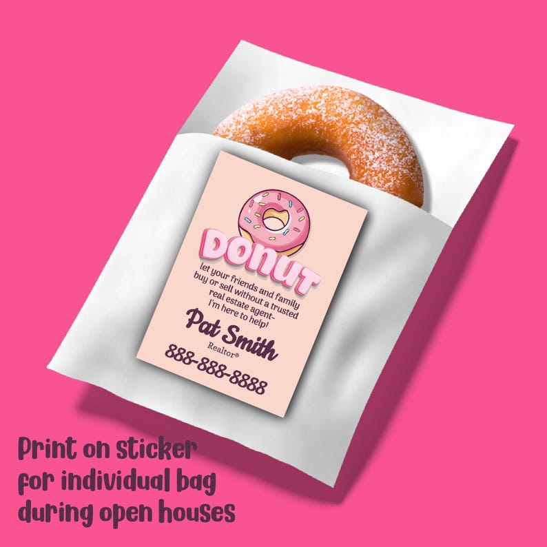 Donuts, Donut, Coffee, Tags Editable Printable POP BY for Realtors ...