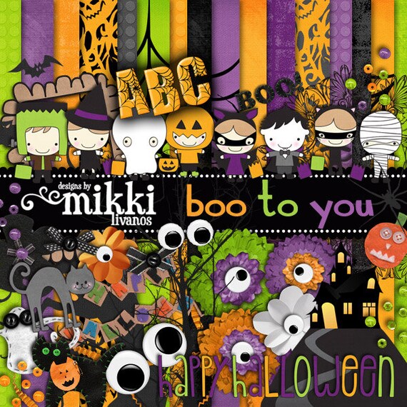Digital Scrapbook Kit BOO 2 U Fun HALLOWEEN kit | Etsy