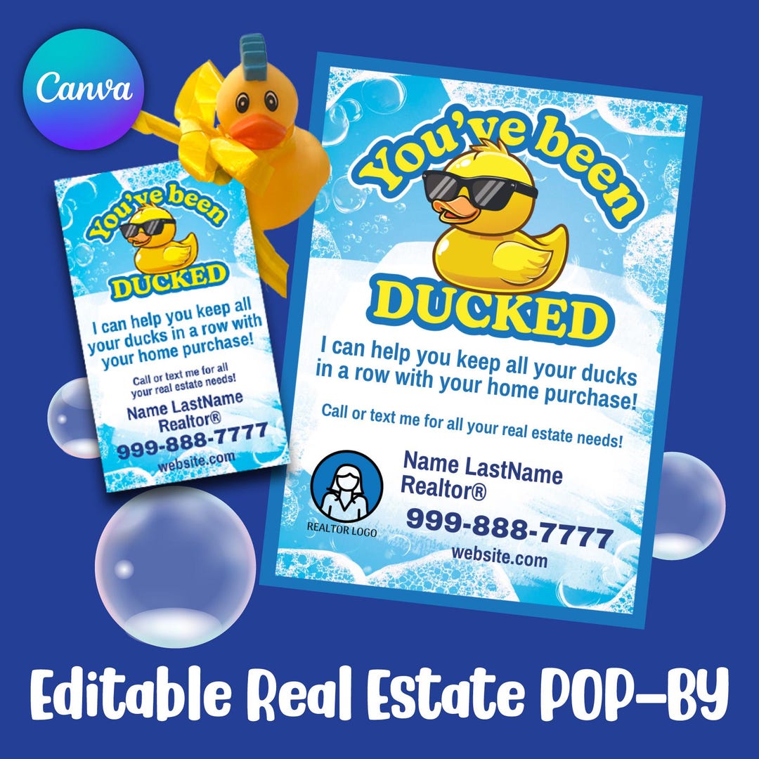 Editable Printable POP BY for Realtors, Rubber Duck, Ducked Pop-bys ...