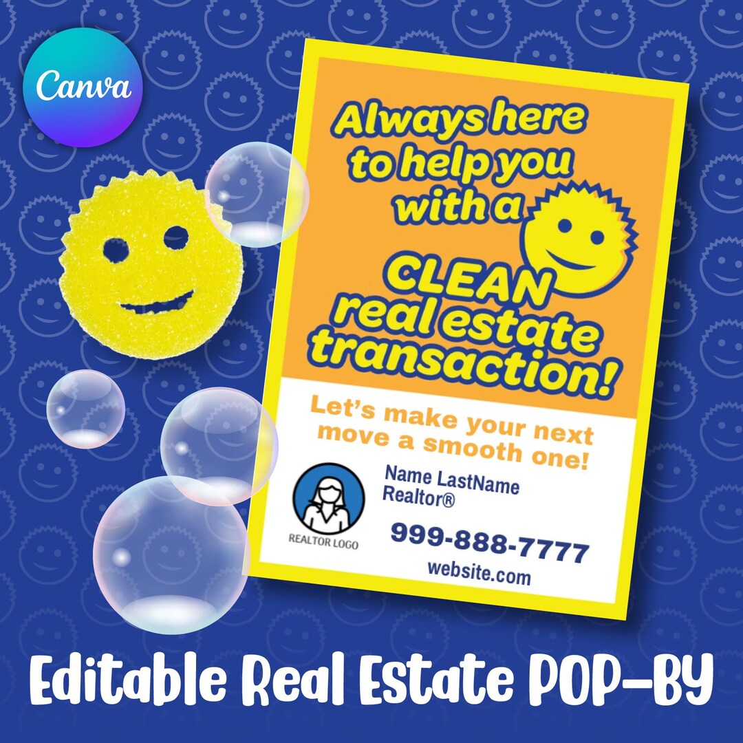 Editable Printable POP BY for Realtors, Scrub Daddy, Sponge, Pop-bys ...