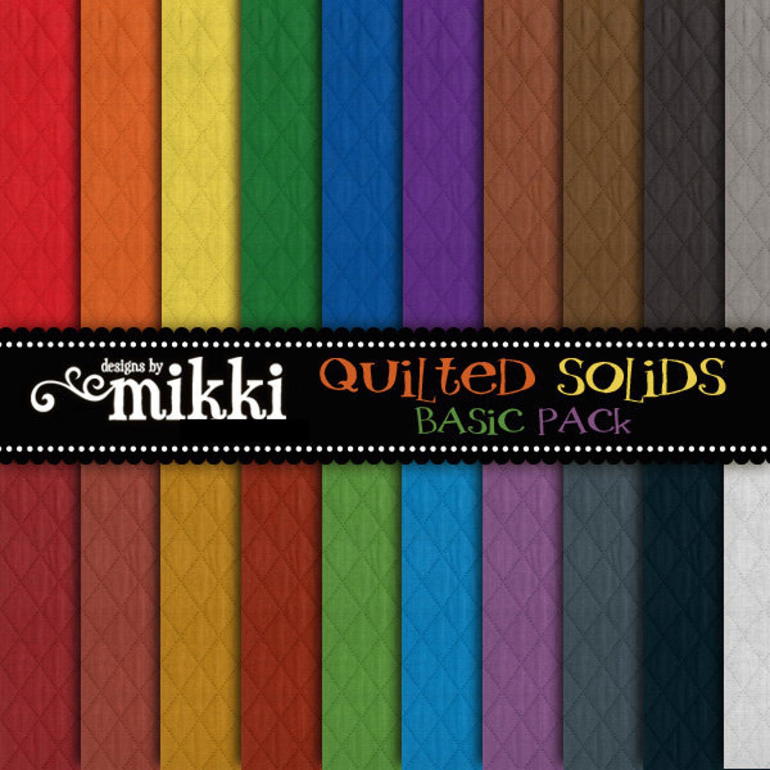 Digital Papers Quilted Solids Pastel and Jewel Rainbow Paper Pack Set ...