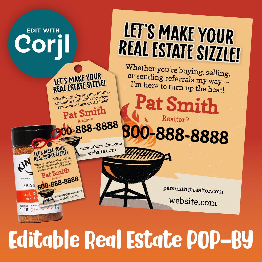 Editable Printable POP BY for Realtors, Grill, Seasoning, BBQ, Grilling ...