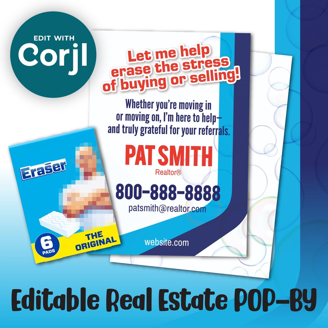 Editable Printable POP BY for Realtors, Magic, Erase the Stress, Eraser ...