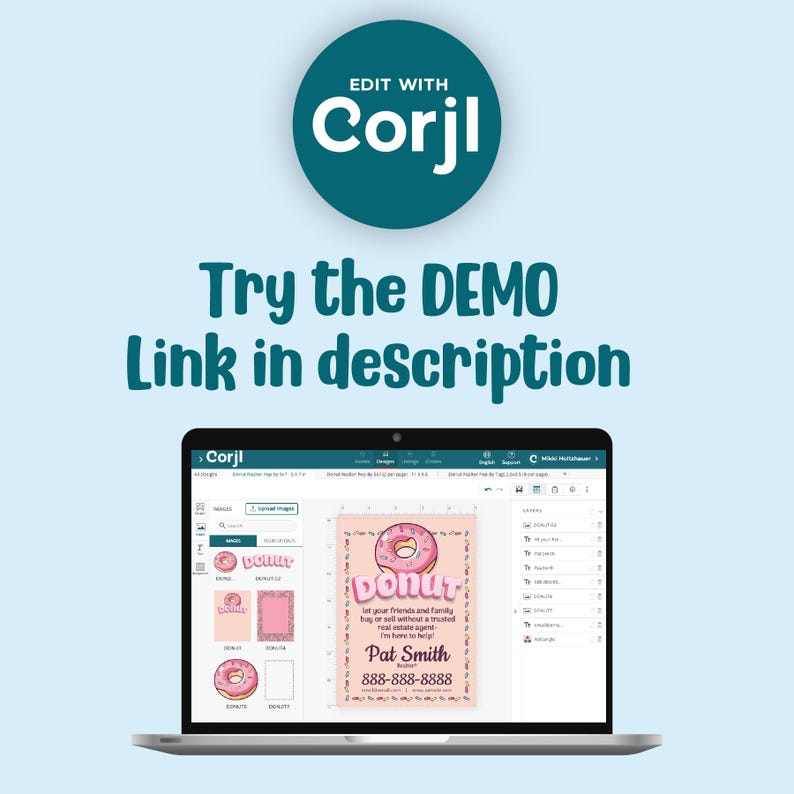 Donuts, Donut, Coffee, Tags Editable Printable POP BY for Realtors ...