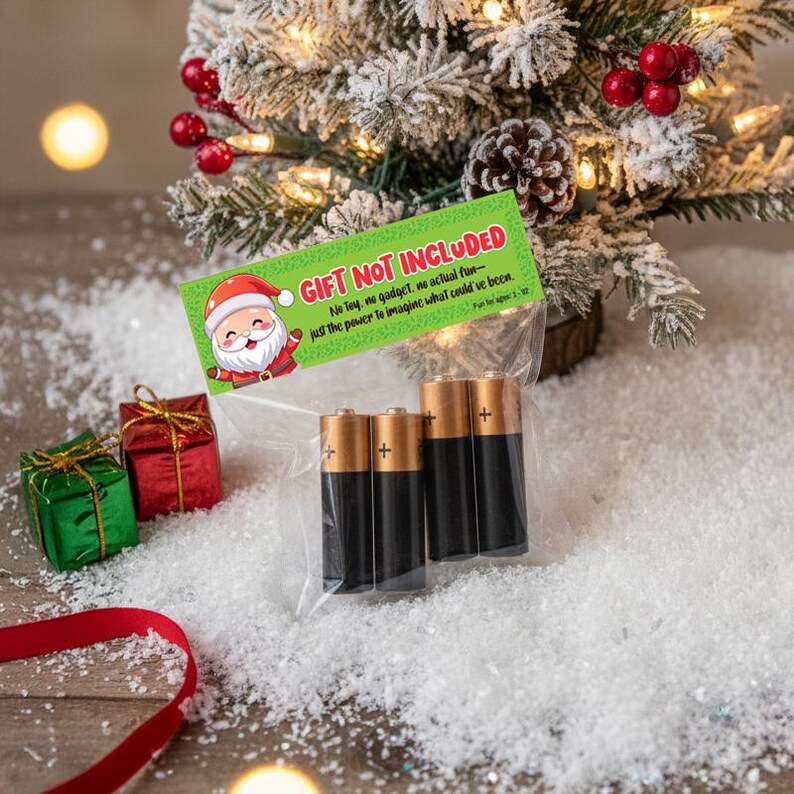 Gift Not Included, Batteries Battery ELF, Gag Gift, Christmas PRINTABLE ...