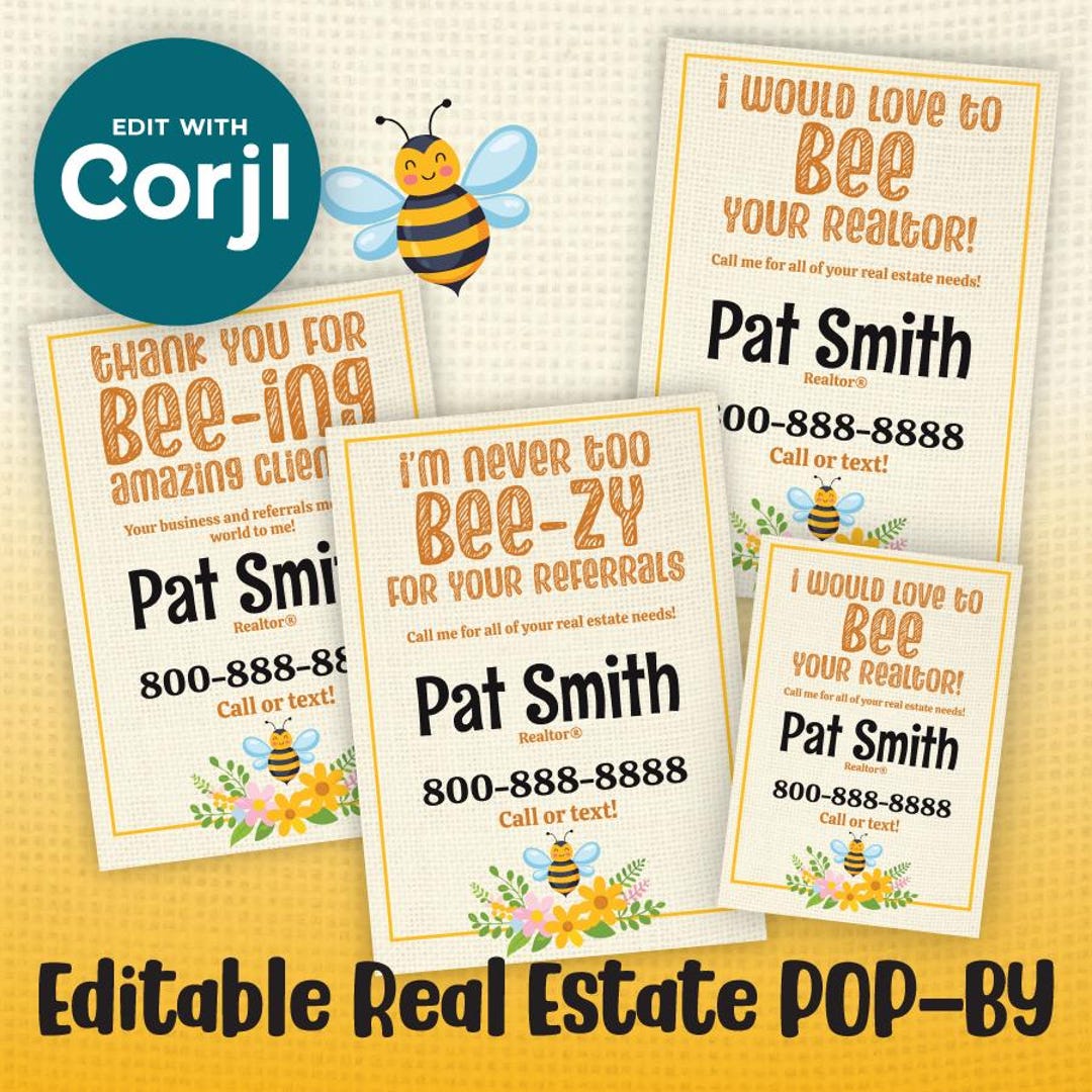 Bee Editable Printable POP BY for Realtors, Honey, Thank You, Pop-bys ...