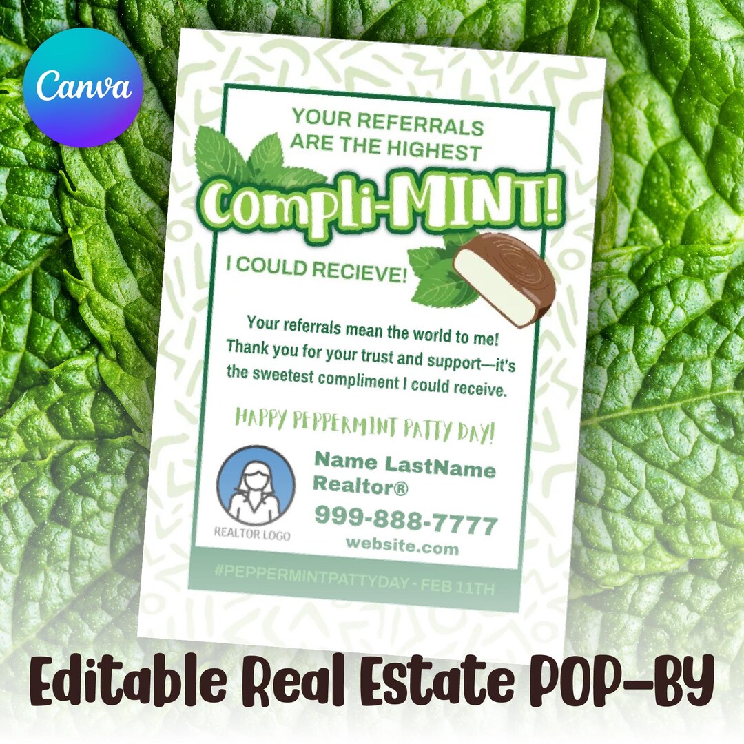 Editable Printable POPBY for Realtors, MINT, Compliment, Pop-bys ...