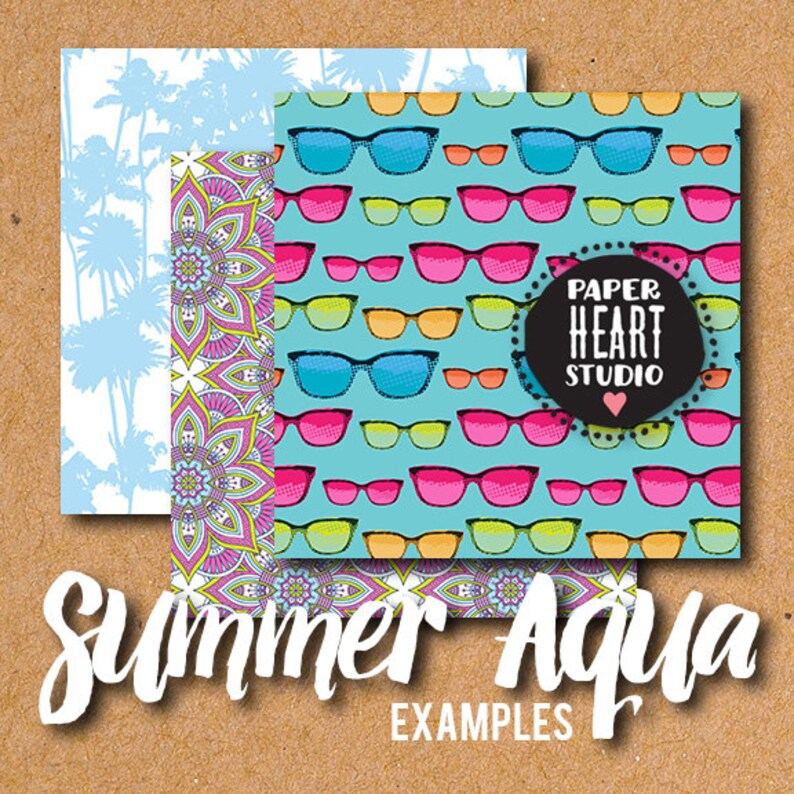 Instant Download Digital Papers Summer Swimming Tropical Vacation Paper ...