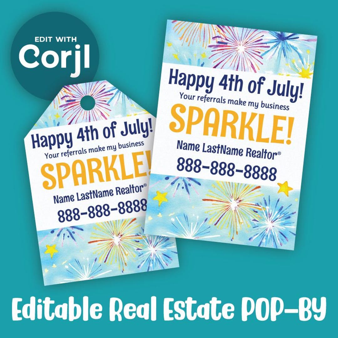 Editable Printable POP BY for Realtors, 4th of July, Sparkler Pop-bys ...
