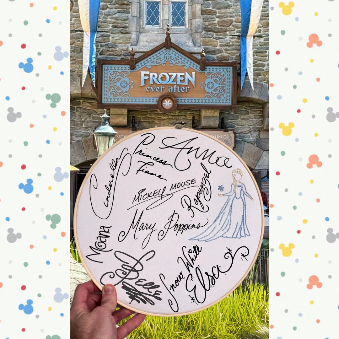 Frozen Embroidery Hoop Art | Disney World Autograph Book Alternative ...