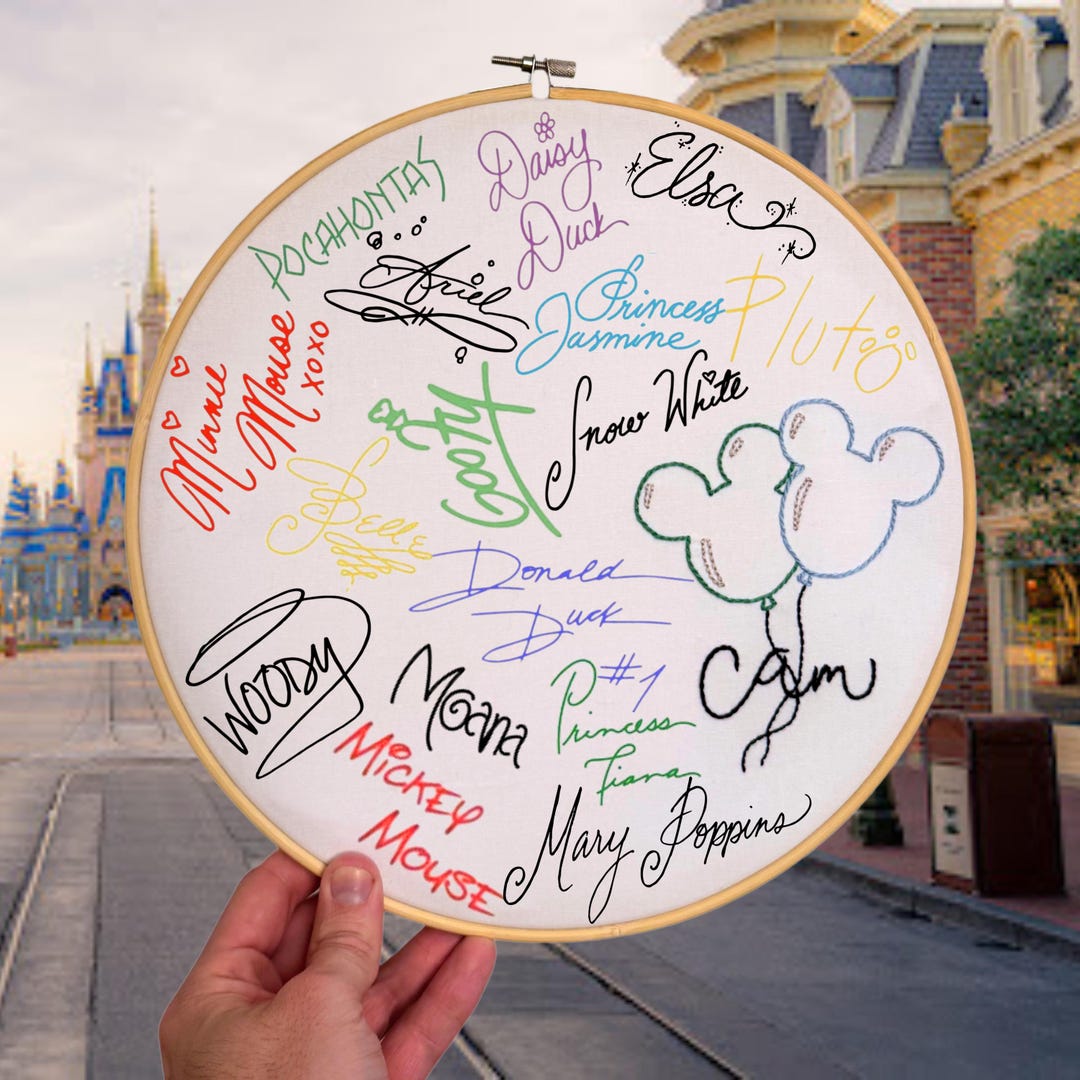 Hand Stitched Mickey Balloon Embroidery Hoop | Disney Autograph Book ...