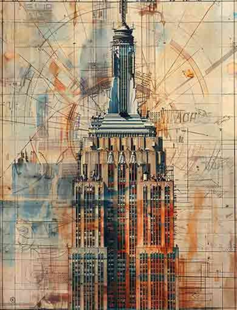 Empire State Building Architectural Engineering Wall Art - Etsy