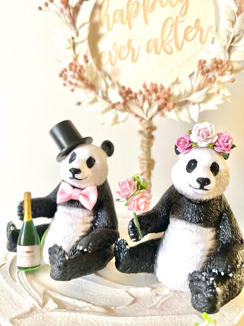 Panda Wedding Cake Toppers, Animal Cake Topper, Jungle Theme Wedding ...