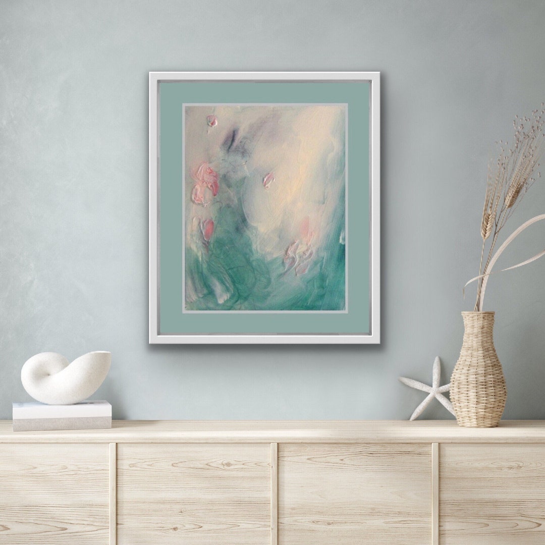 Printable Fine Original Art Sea Green Rose Pink - Etsy