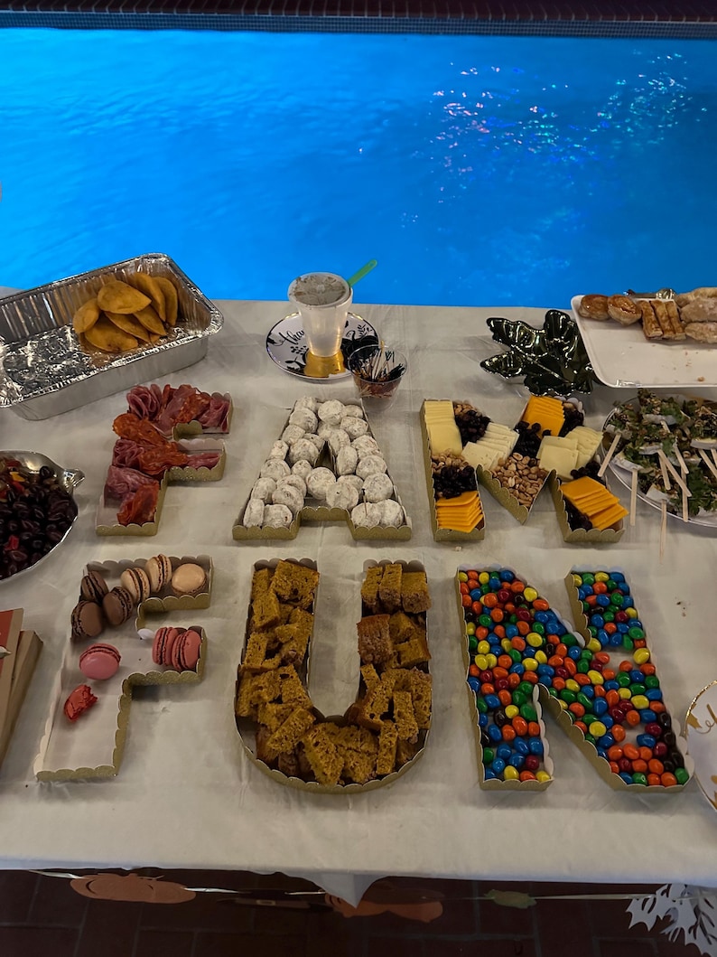 LETTERS NUMBERS Cardboard Cardstock Tray Birthday Mini Cupcake Snacks ...