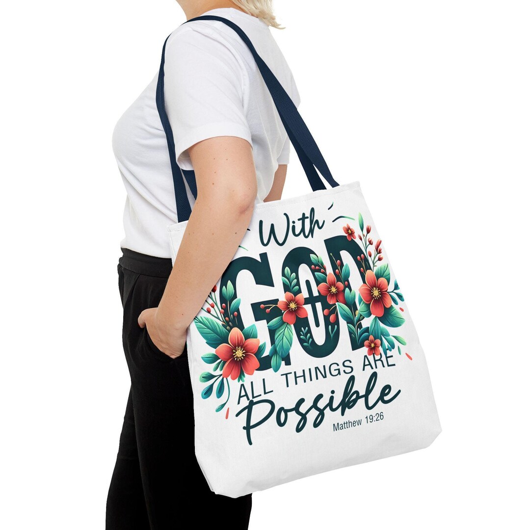 Faith Tote Bag, Christian Tote, Floral Graphic Bag, Inspirational Bible ...
